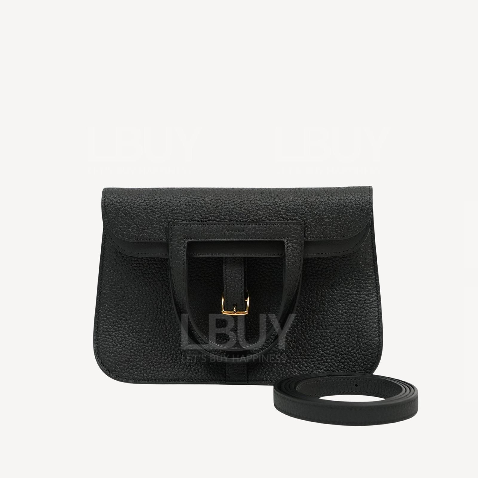 Hermès-Hermes Halzan 25 Bag 黑色 金扣